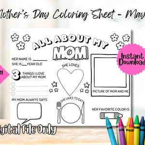 Mother's Day, Father's Day Printable, All About My Mom, All About My ...