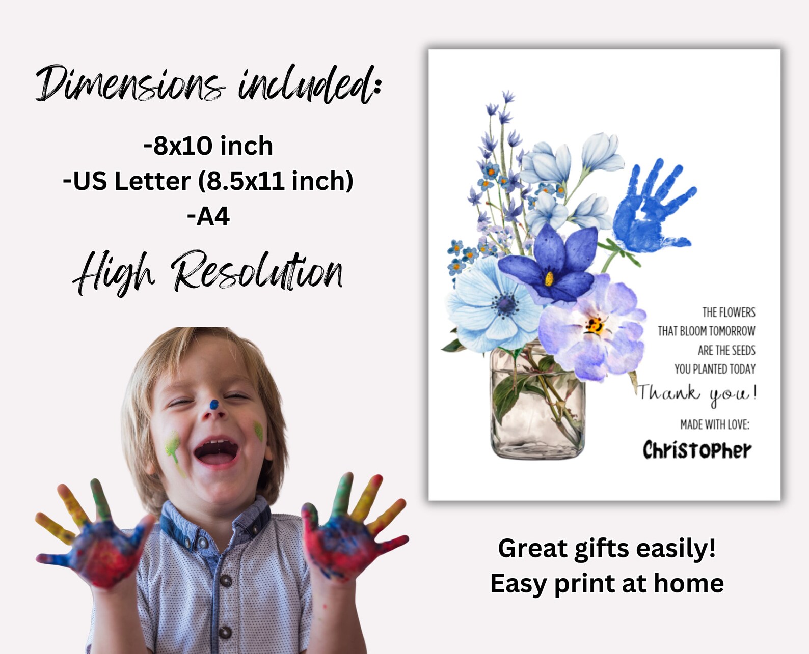 Teacher Appreciation Gift Handprint Art Instant Download. Printable ...