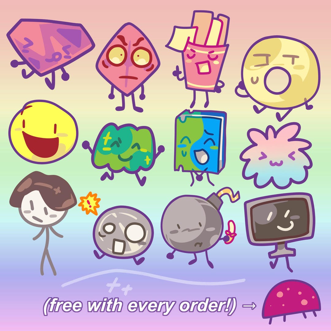 2" Battle for Dream Island Again (BFDIA) Stickers! - Etsy