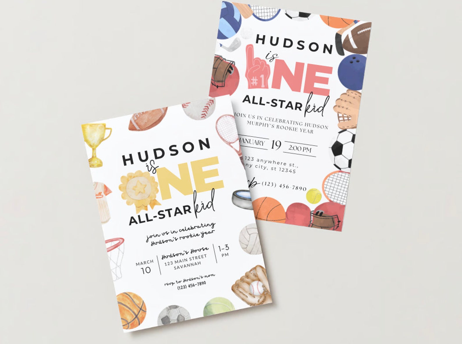 CUSTOMIZABLE All-star MVP Sports Themed First Birthday Party Invitation ...