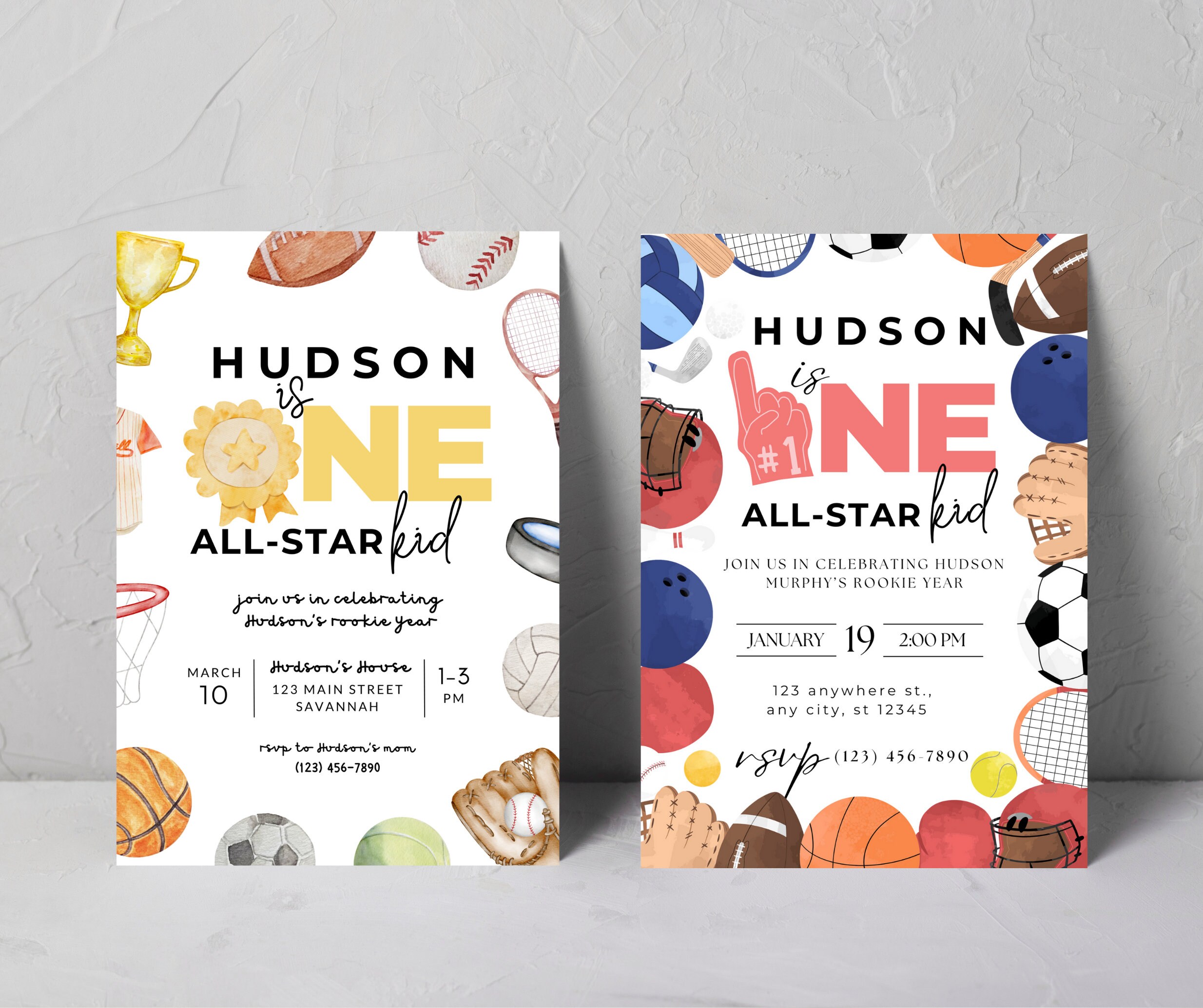 CUSTOMIZABLE All-star MVP Sports Themed First Birthday Party Invitation ...