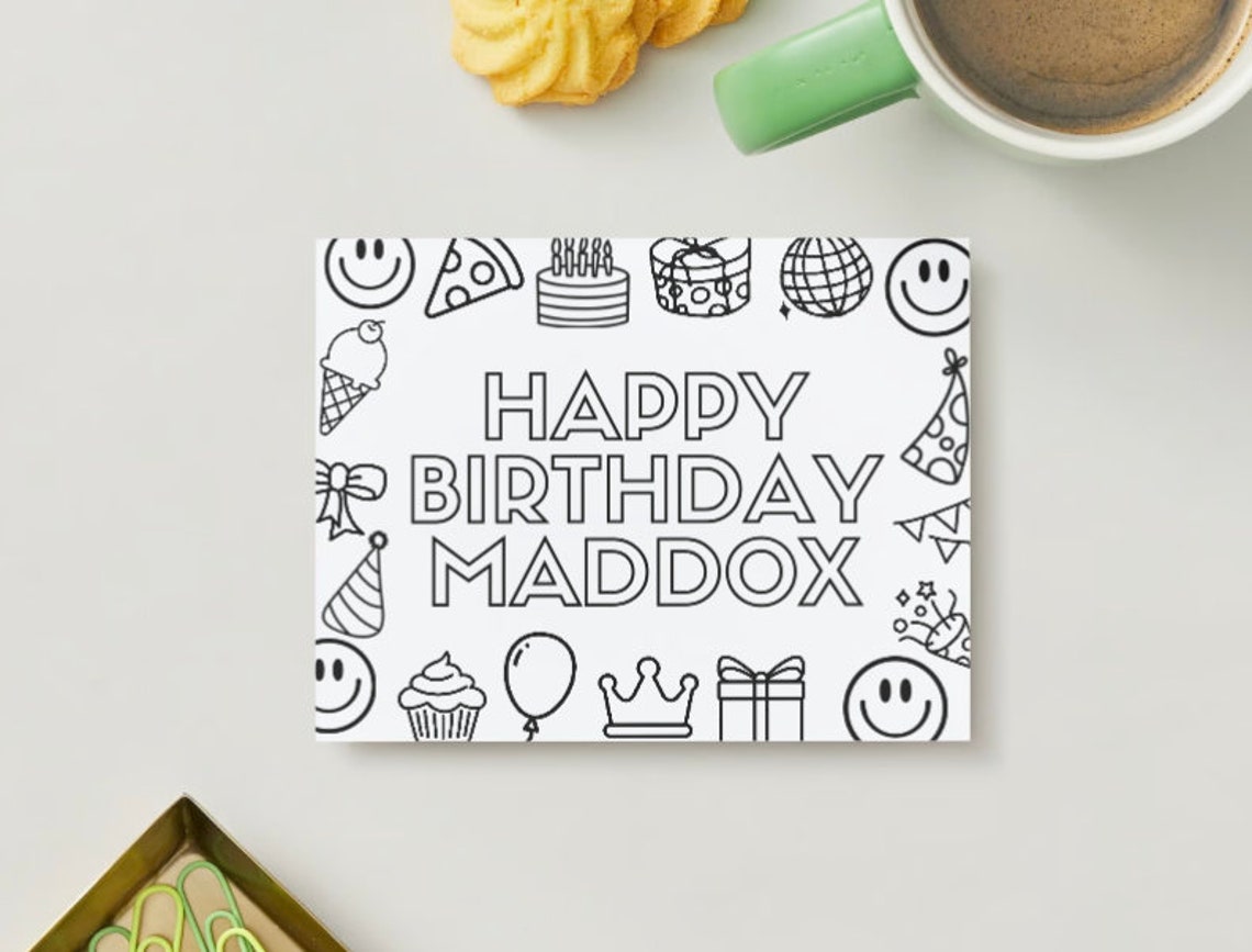 EDITABLE Birthday Coloring Page Template With Instant Download // Print ...