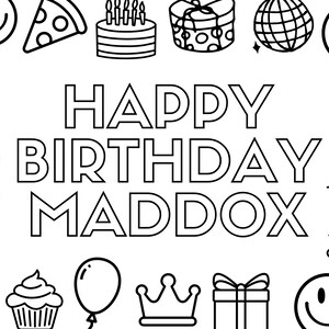 EDITABLE Birthday Coloring Page Template With Instant Download // Print ...