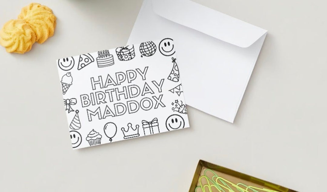 EDITABLE Birthday Coloring Page Template With Instant Download // Print ...