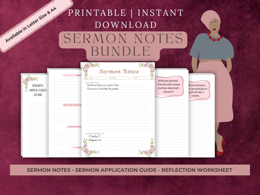 Digital Sermon Note Template Printable Sermon Note Journal Sermon Note ...