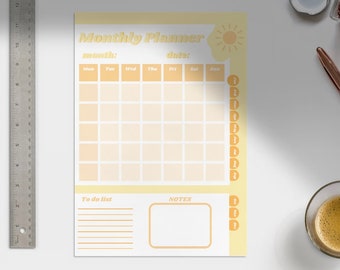 Cute Yellow Themed Monthly Calendar - Etsy