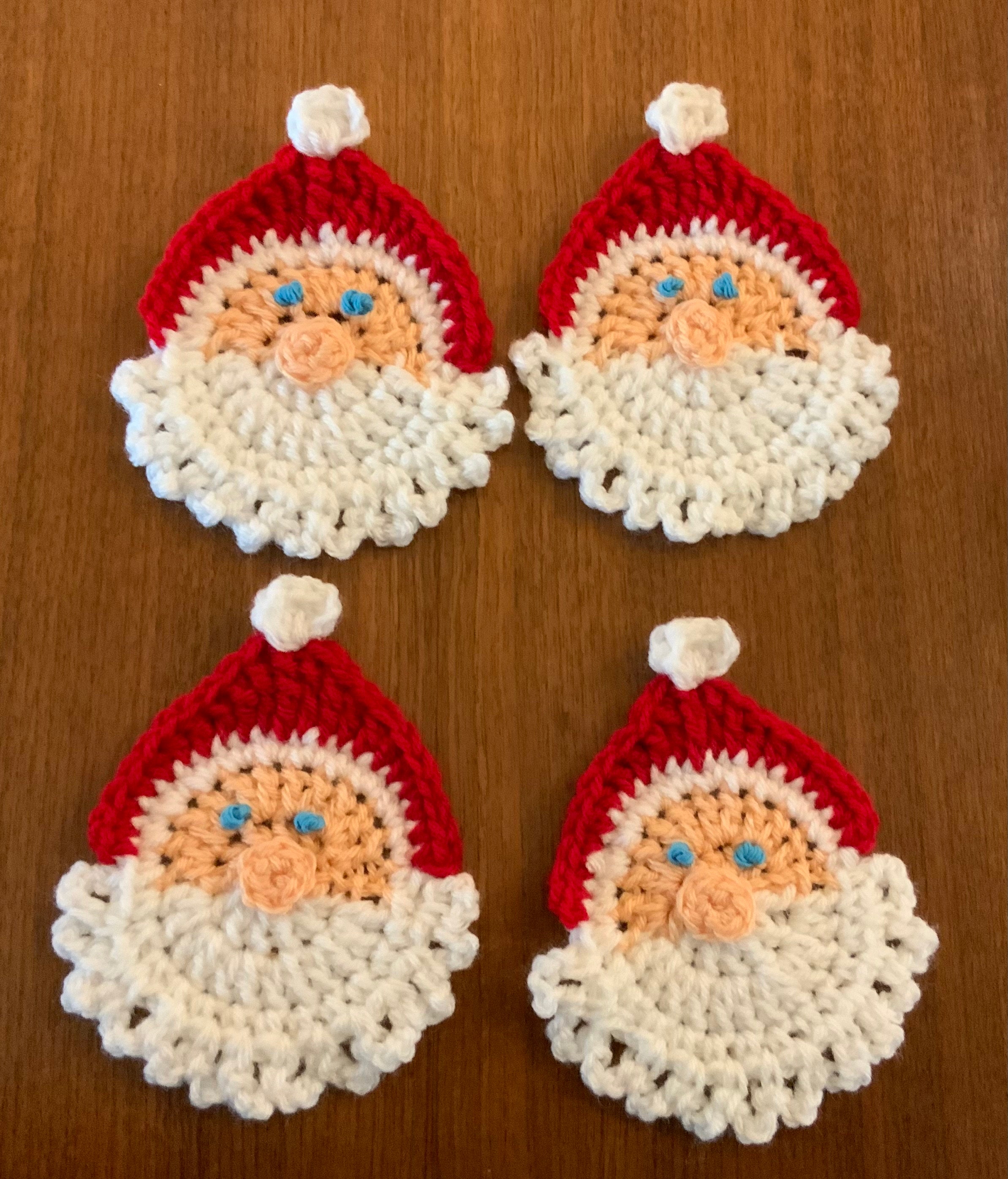 Santa Claus Crocheted Coasters Set of 4 - Etsy