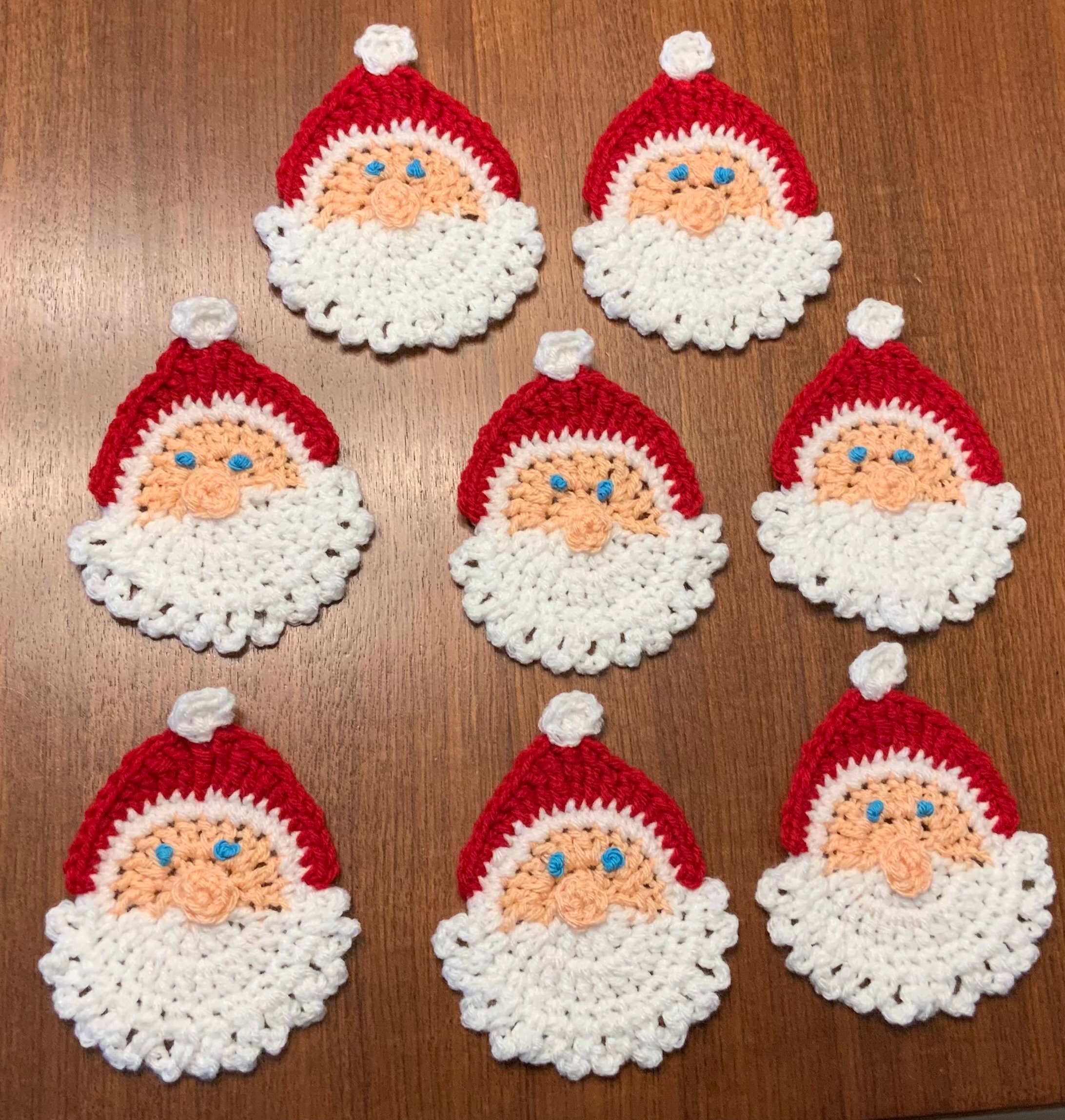 Santa Claus Crocheted Coasters Set of 4 - Etsy