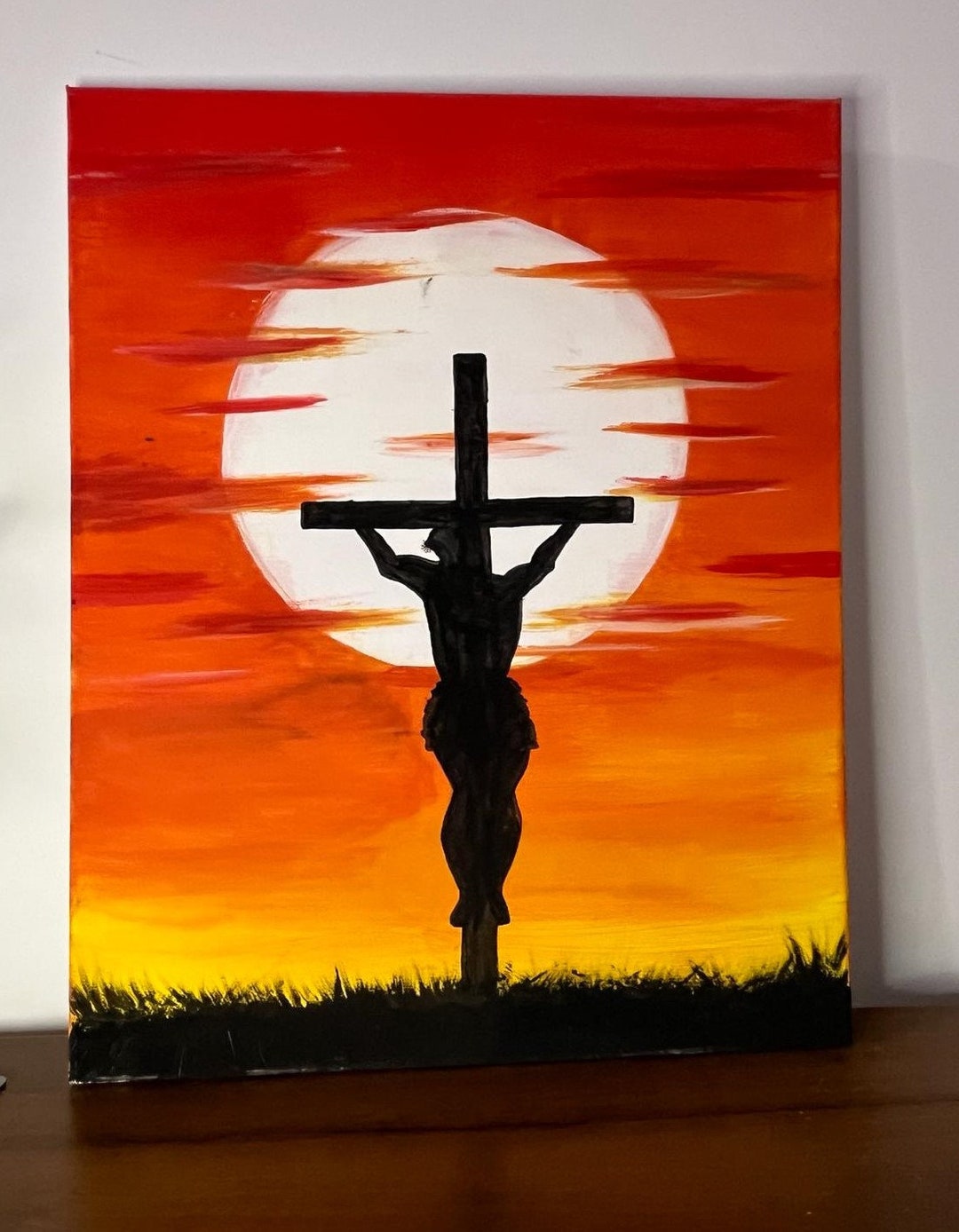 A Sunset Behind Jesus on the Cross. - Etsy