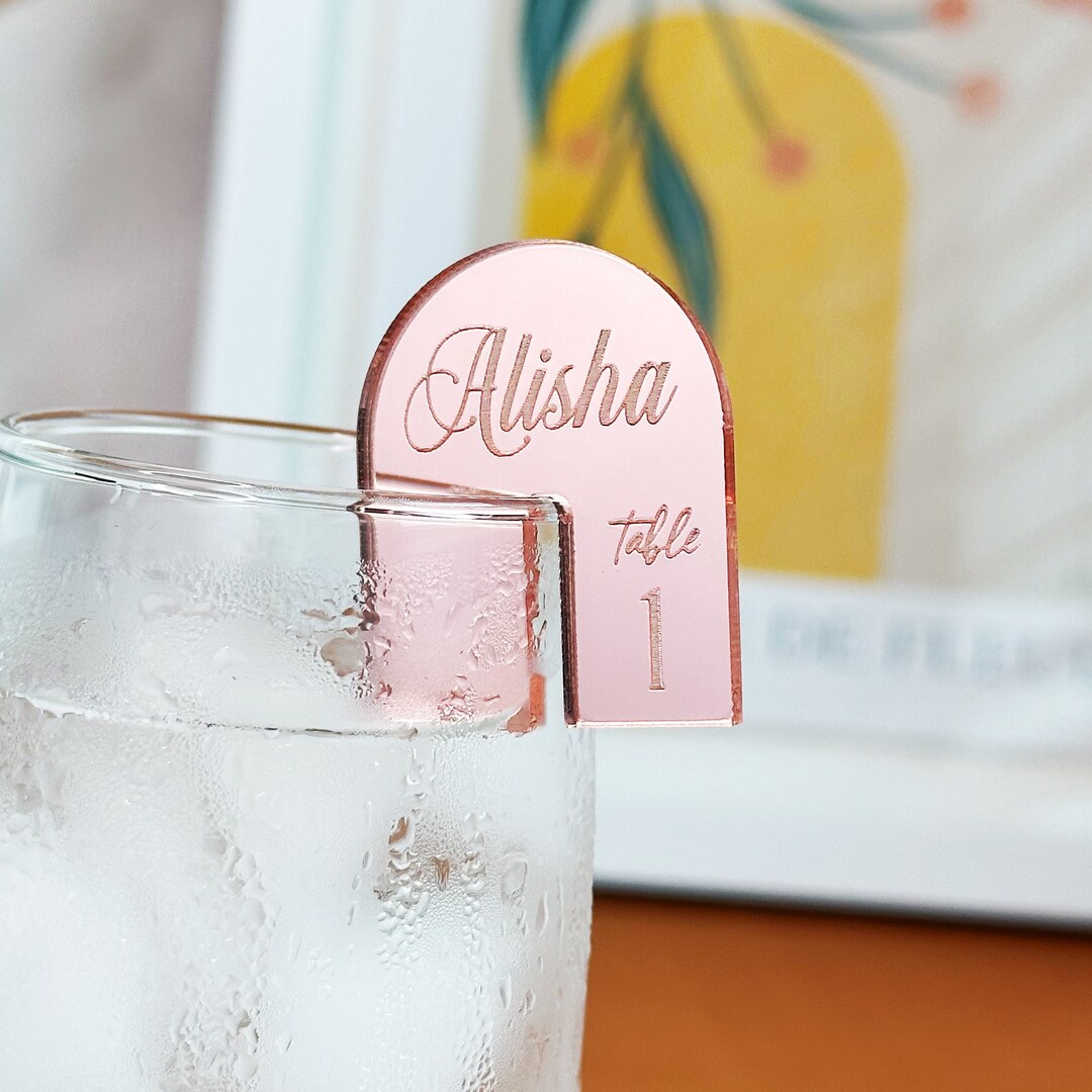 Personalized Gold Mirror Acrylic Drink Tags Champagne Toppers Wine ...