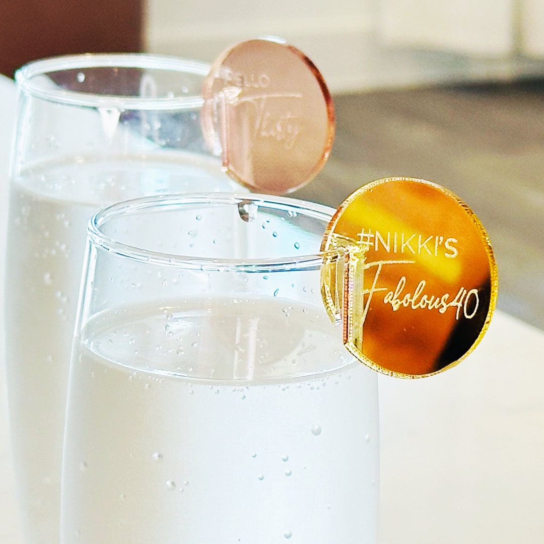 Personalized Drink Tags Acrylic Champagne Toppers Wine Charm Custom ...