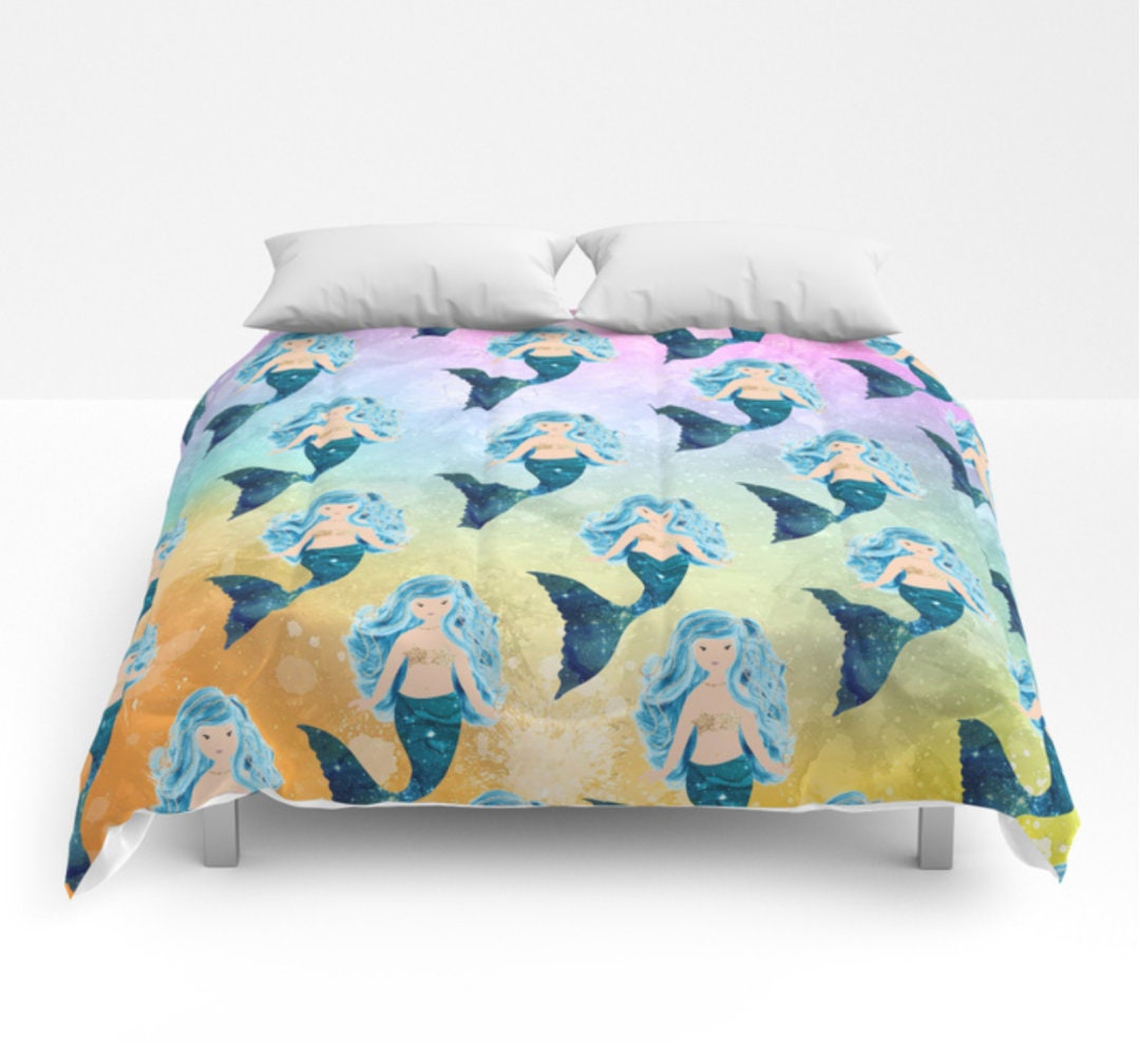 Mermaid Bedding Comforter Set or Duvet Cover Twin, Full, Queen, King ...