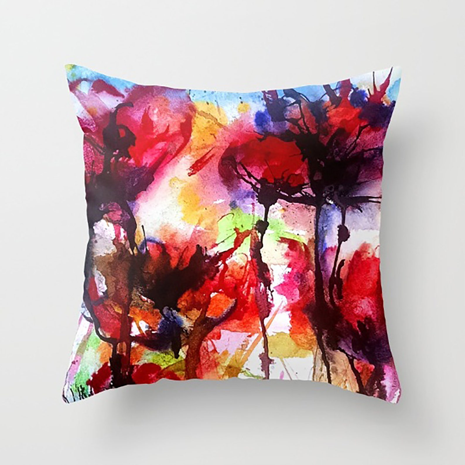 Poppy Pillow, Red Poppy Pillow, Red Poppy Throw Cushion, Floral Pillow ...