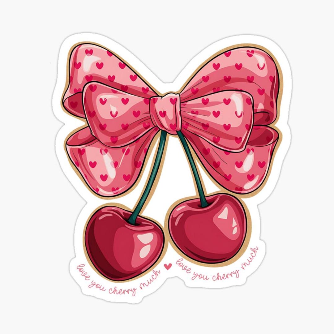 Love You CHERRY MUCH Sweet Vinyl Decal Sticker • Pun Funny Laptop Decal ...