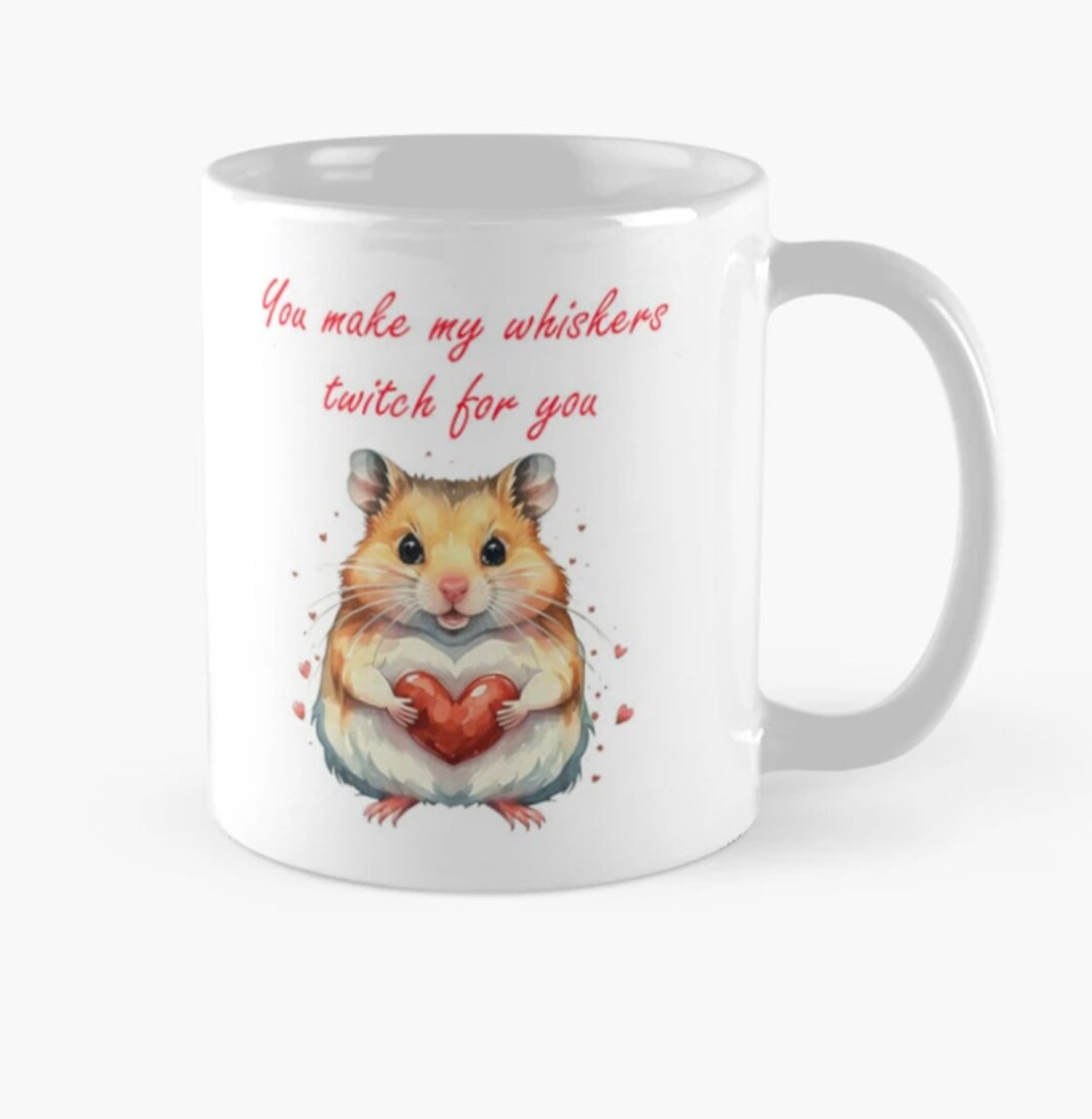 Valentine's Day Hamster Mug Cute Pet Coffee Mug Hamster Print Heart Art ...