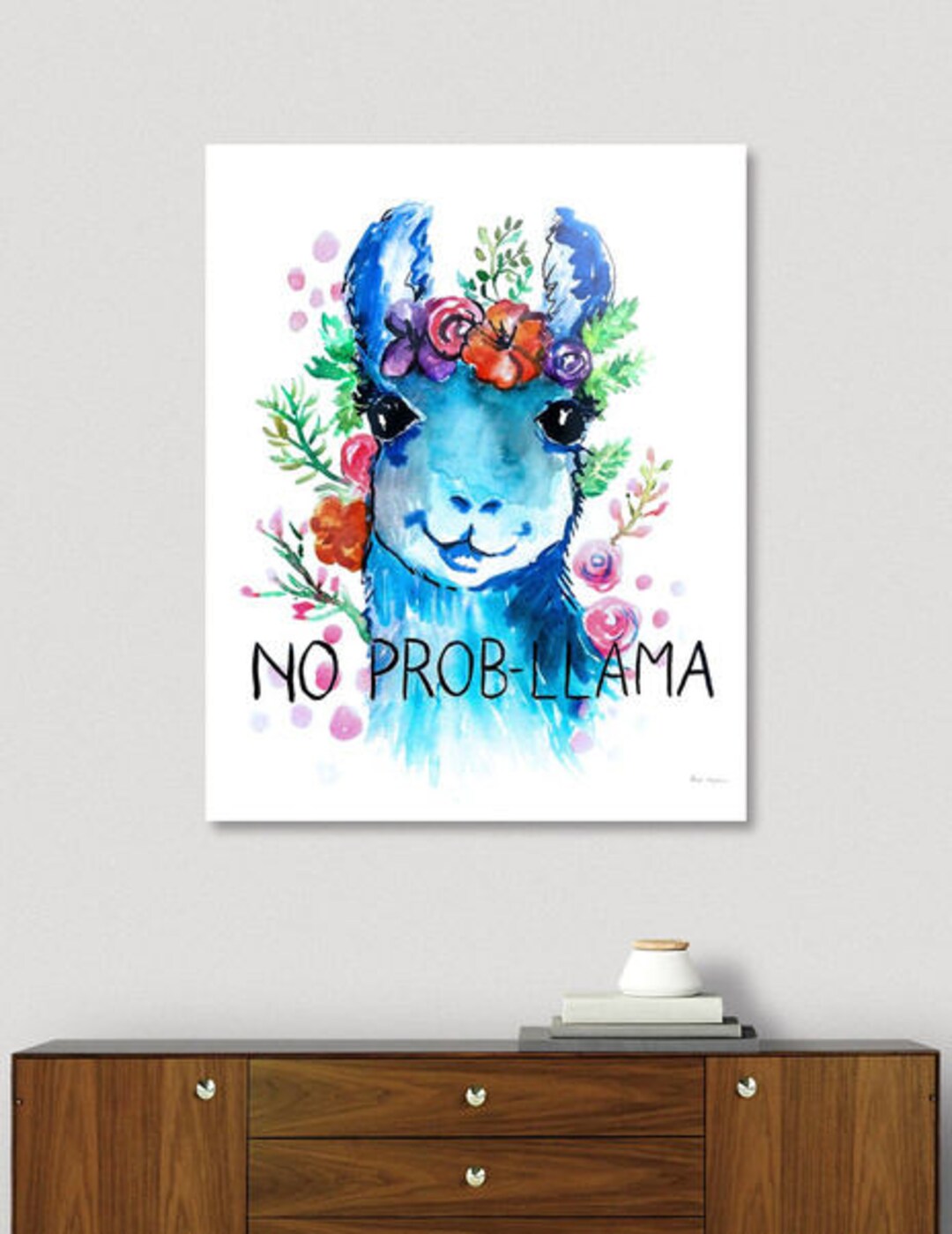 No Prob Llama Canvas No Probllama Art Print Alpaca Kawaii Best Friend ...