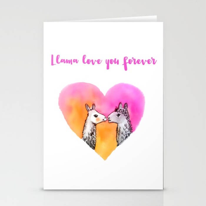 Llama valentine's day card for her Llama love you forever | Etsy