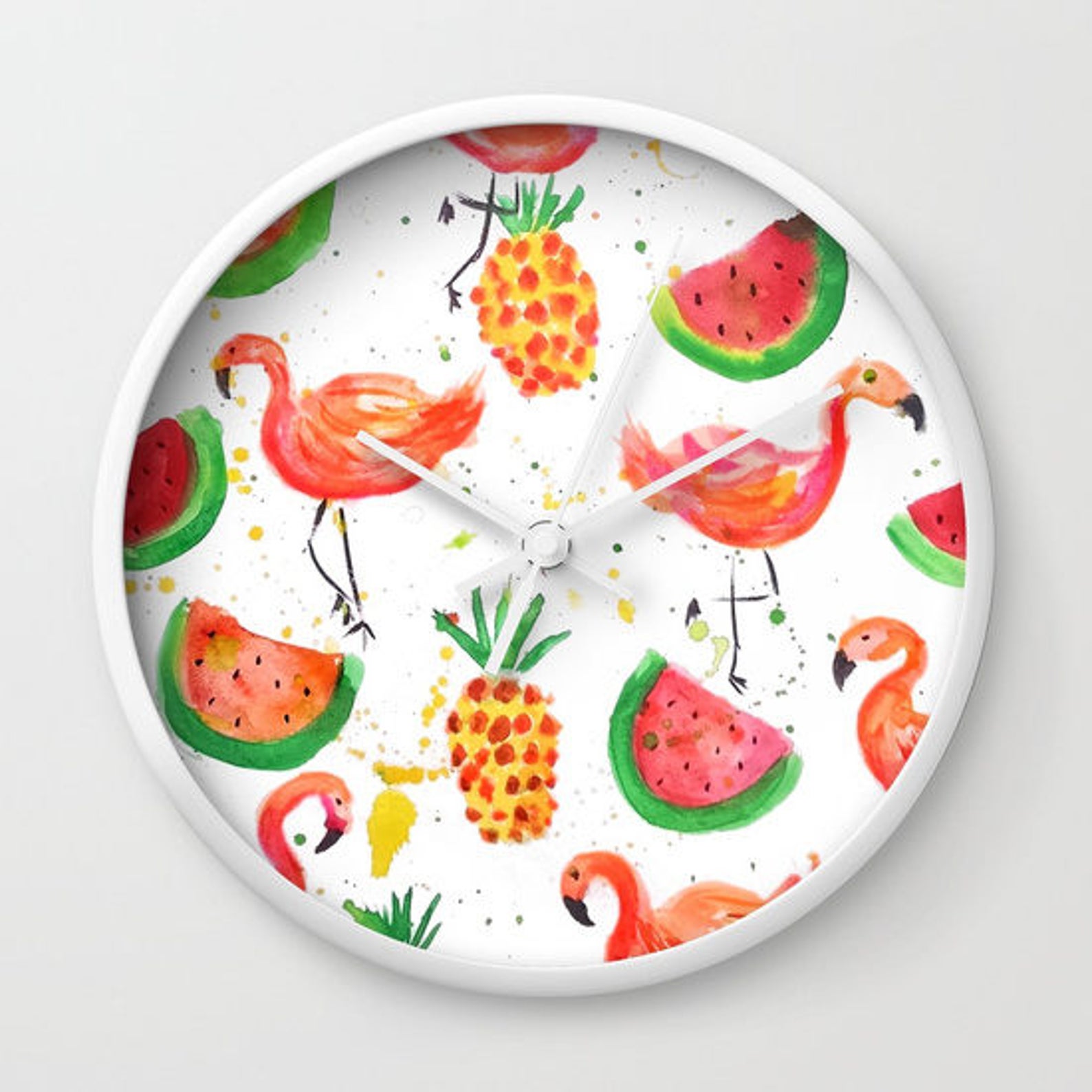 Flamingo Wall Clock Pink Flamingos Floral Clock Gifts Tropical - Etsy
