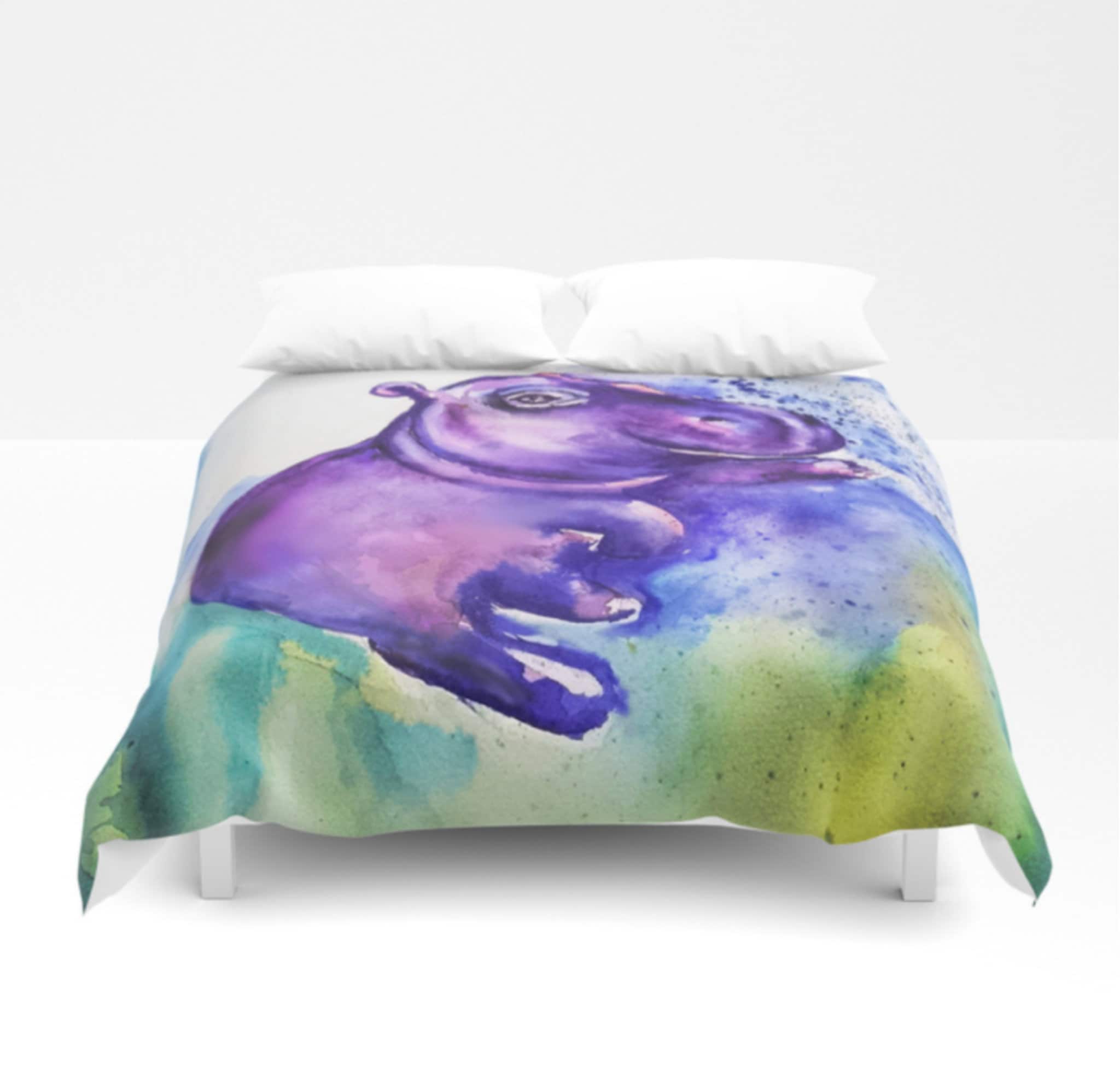 Hippo Duvet Cover Baby Hippo Comforter Safari Nursery Bedding Animal ...