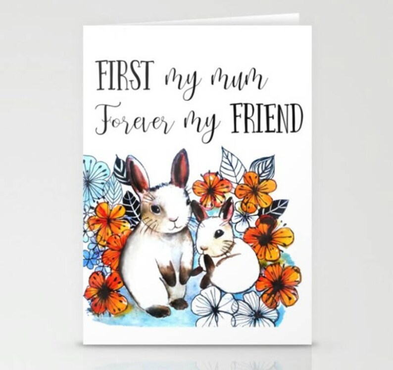 Mother's Day Bunny Card Cute Bunny Card for Mum Mother and Baby Rabbit ...