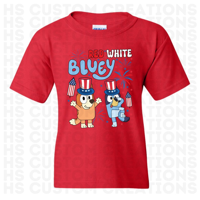 Bluey Red White Bluey 4 de julio Niños pequeños y jóvenes - Etsy México