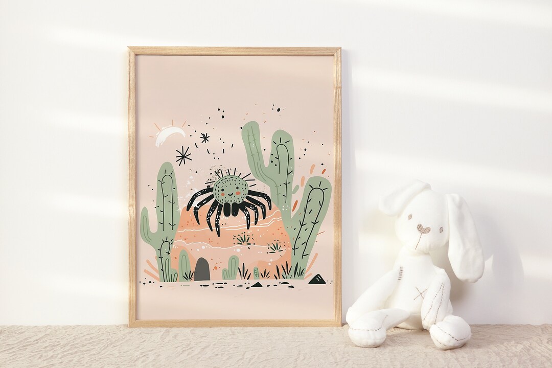 The Shy Tarantula Print Desert Theme Wall Art for Neutral Nursery Boho ...