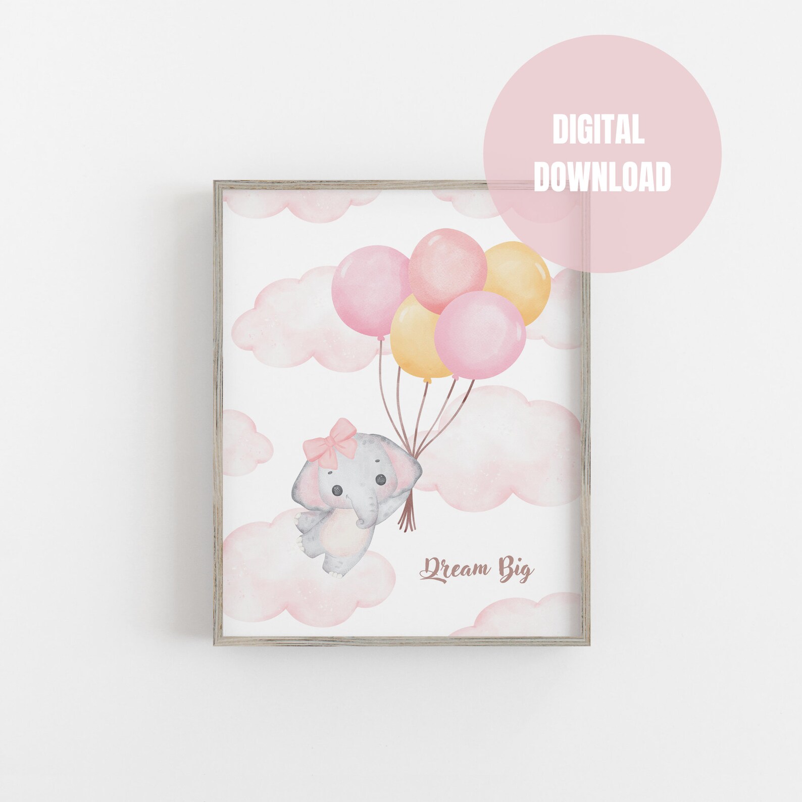 Baby Elephant Dream Big Positive Affirmation Print for Nursery Baby ...