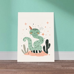 Happy Snake in the Desert Wall Art for Kids Room Decor Neutral Nursery ...
