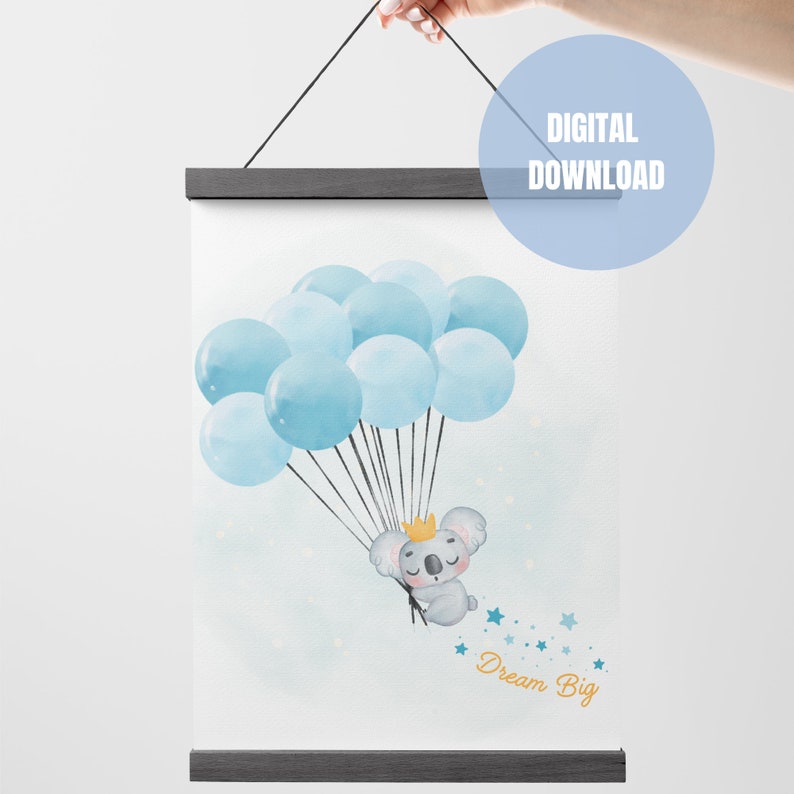 Baby Koala Dream Big Positive Affirmation Print for Nursery Baby Boy ...