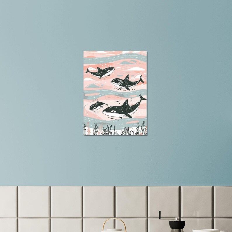A Pod of Orcas Whale Nursery Wall Art Ocean Theme Playroom for Kids ...