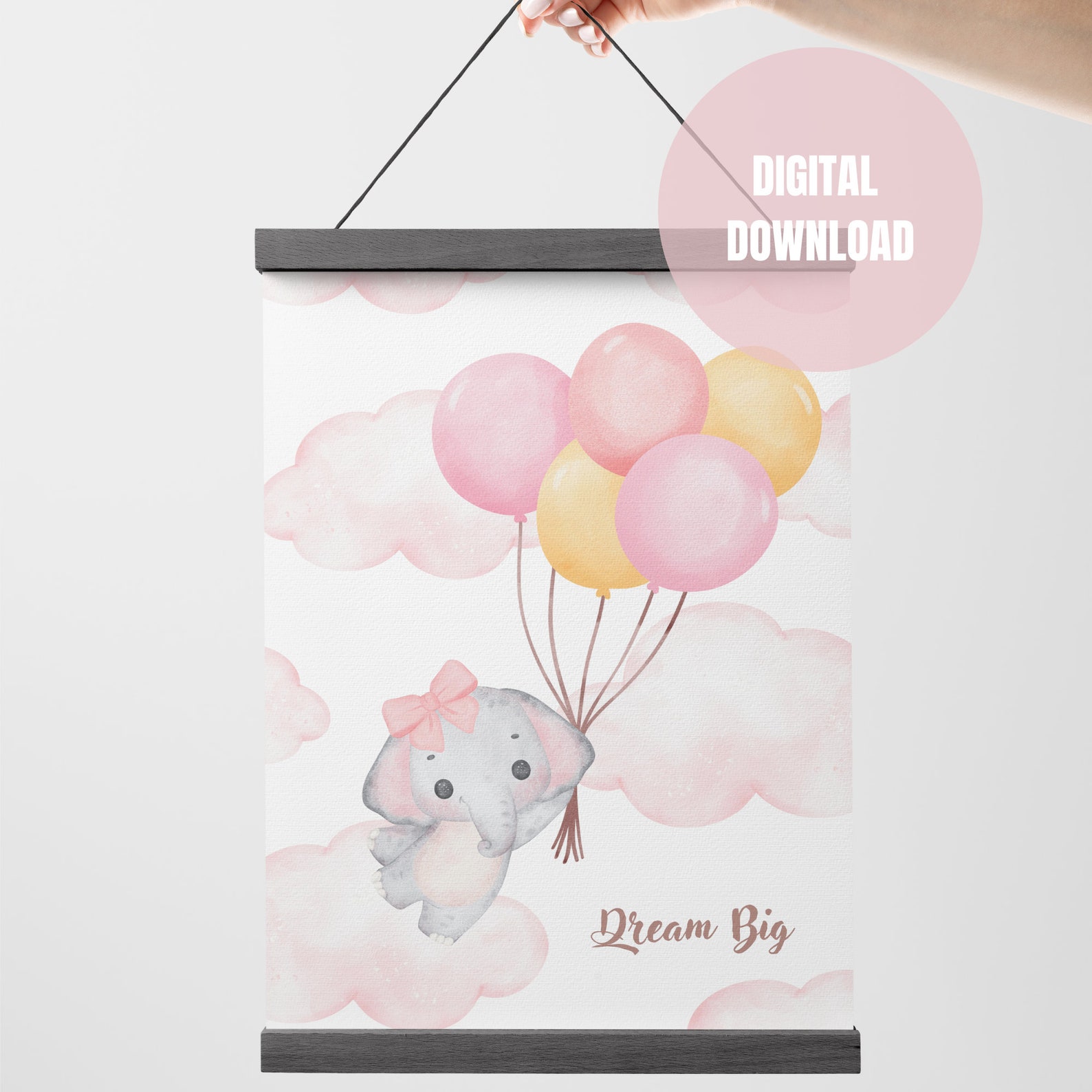 Baby Elephant Dream Big Positive Affirmation Print for Nursery Baby ...