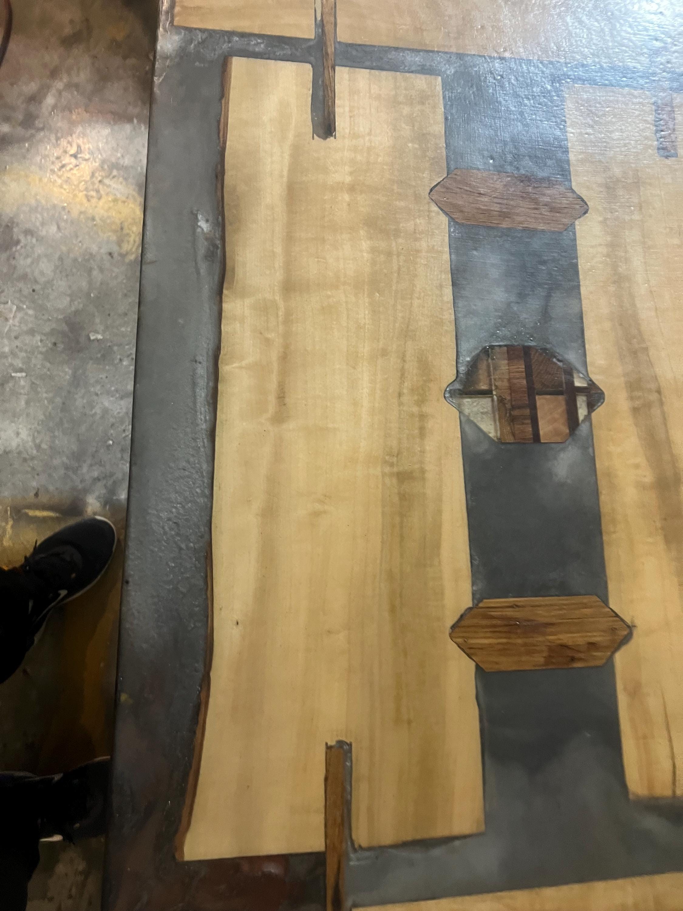 Enterlock Table, Costume, Epoxy, Wood, Silver Maple, Iron, Desk ...