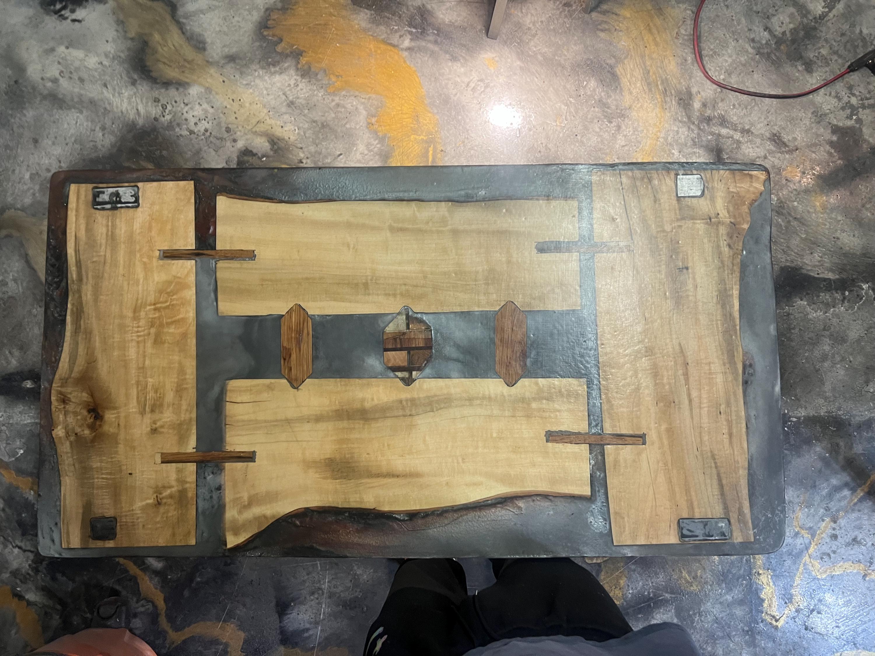 Enterlock Table, Costume, Epoxy, Wood, Silver Maple, Iron, Desk ...