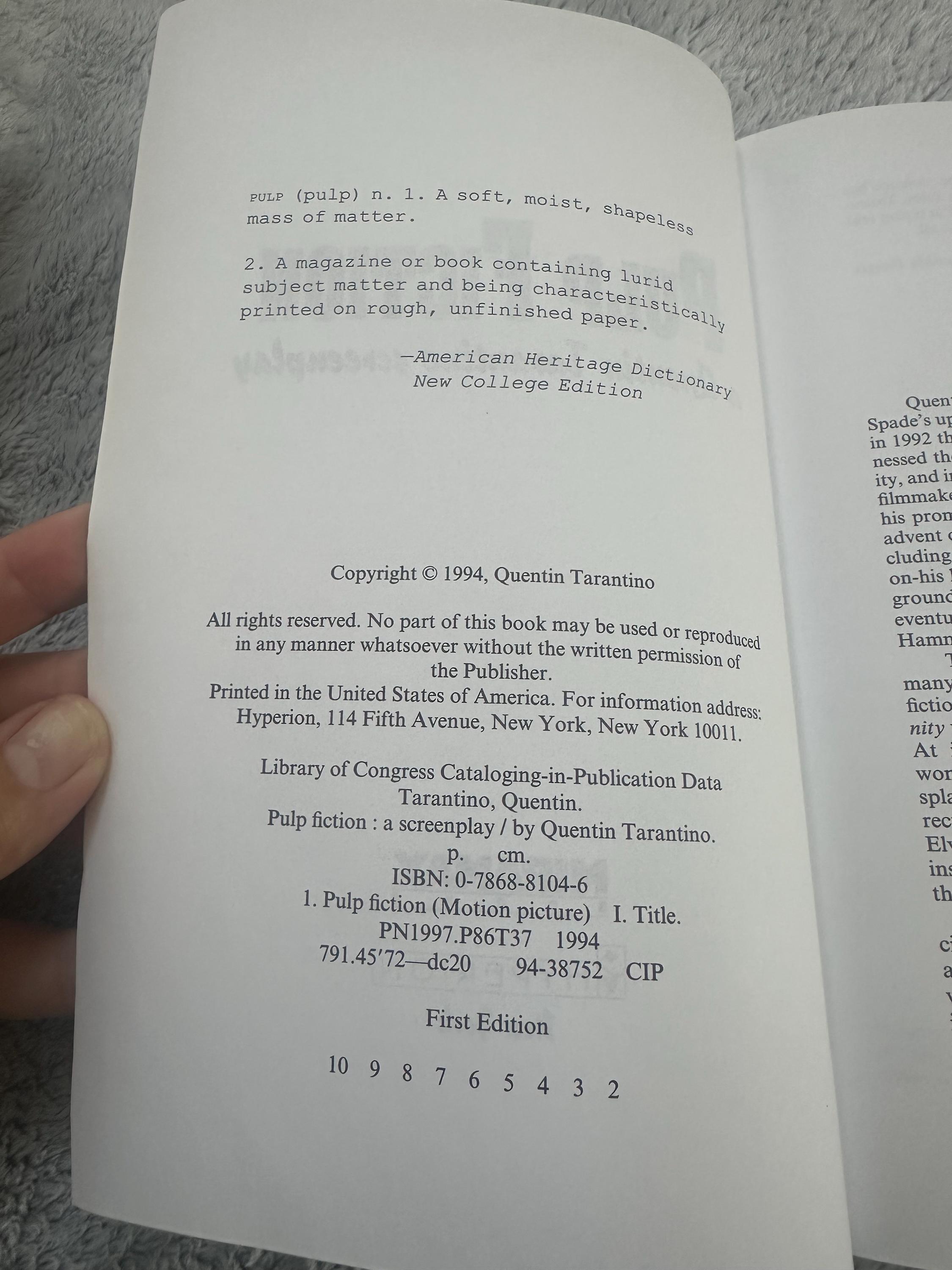 1994 First Edition Pulp Fiction Script - Etsy