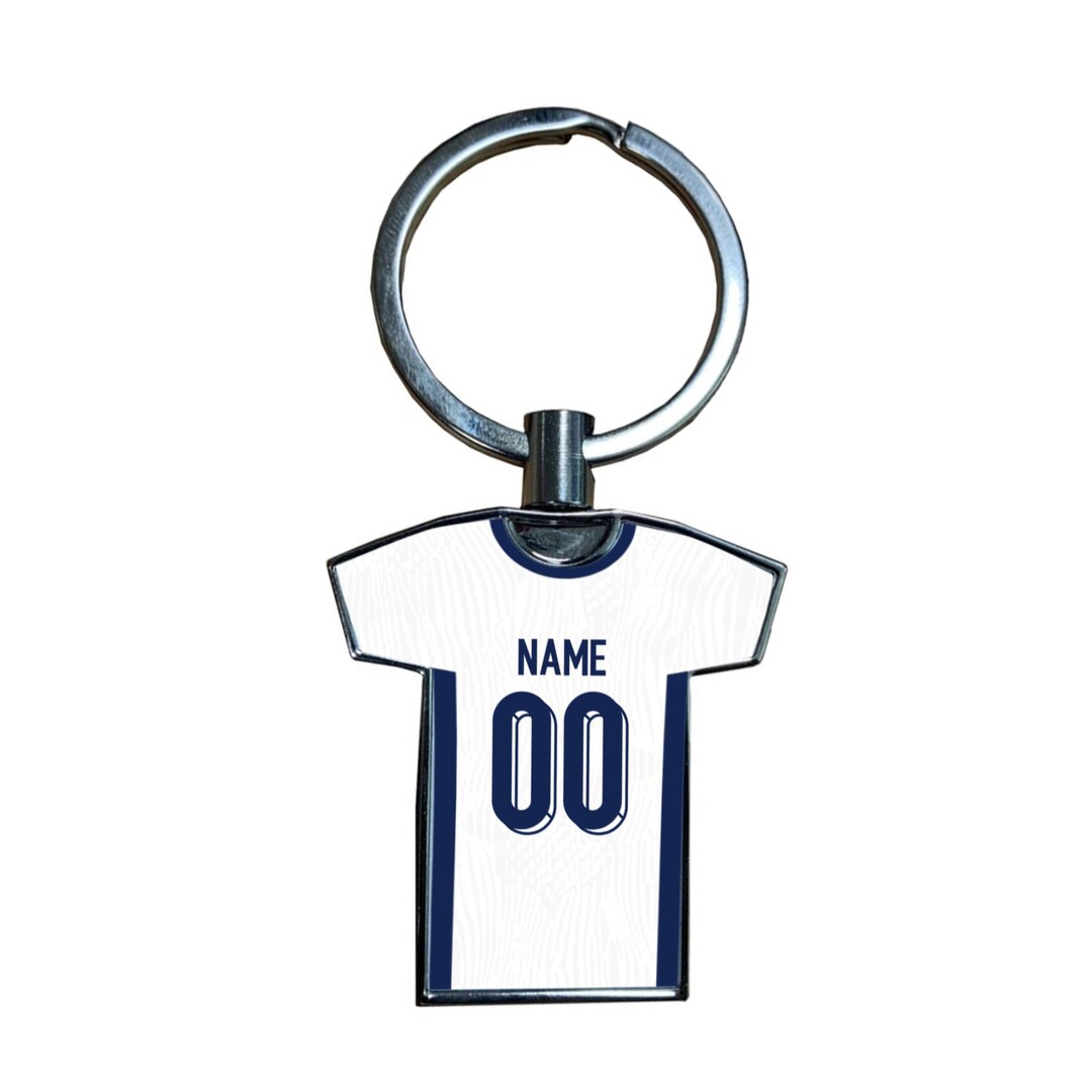Personalised England Football Home Kit Style Metal Shirt Keyring ...