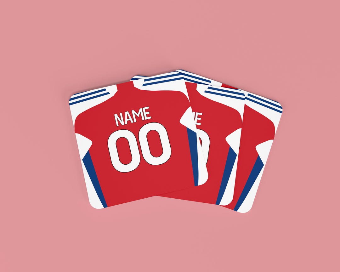 Personalised Arsenal Football Style Coaster, 9cm X 9cm MDF Cork Backed ...