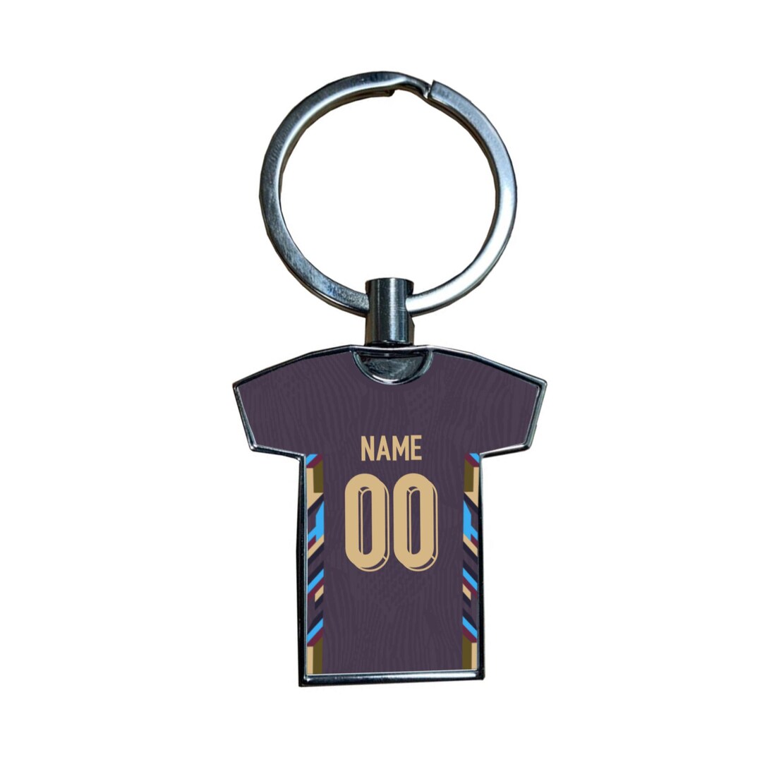 Personalised England Football Away Kit Style Metal Shirt Keyring ...