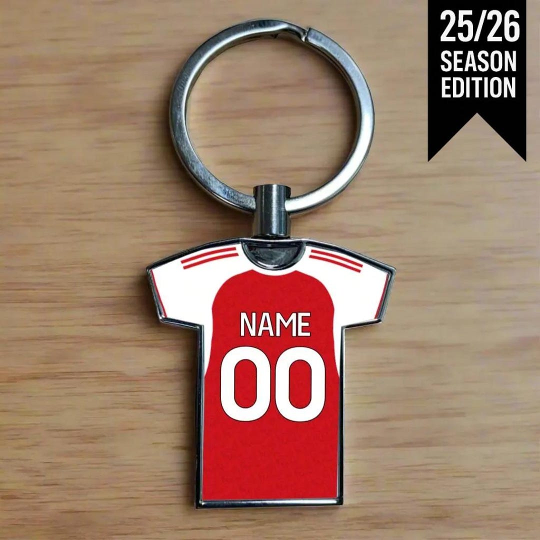Personalised Arsenal Football 2025/26 Home Kit Style Metal Shirt ...