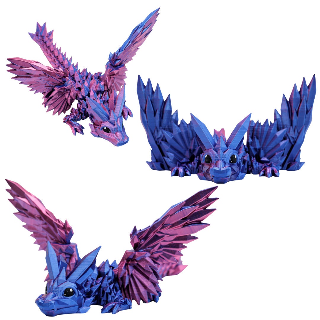 Movable Crystal Dragon With Wings MIDNIGHTCITY 3D Dragon, Anti-stress ...