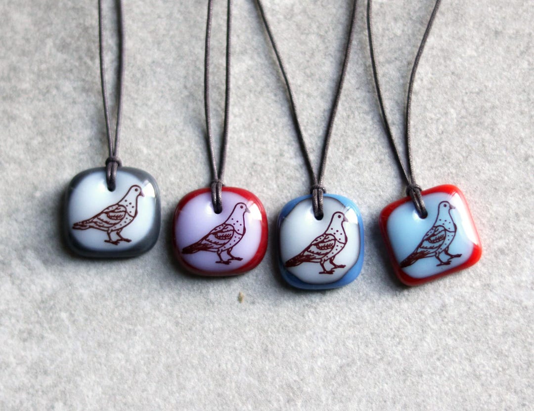 Pigeon Necklace, Fun Bird Jewelry, Bird Lover Gift, Colorful Dove, City ...