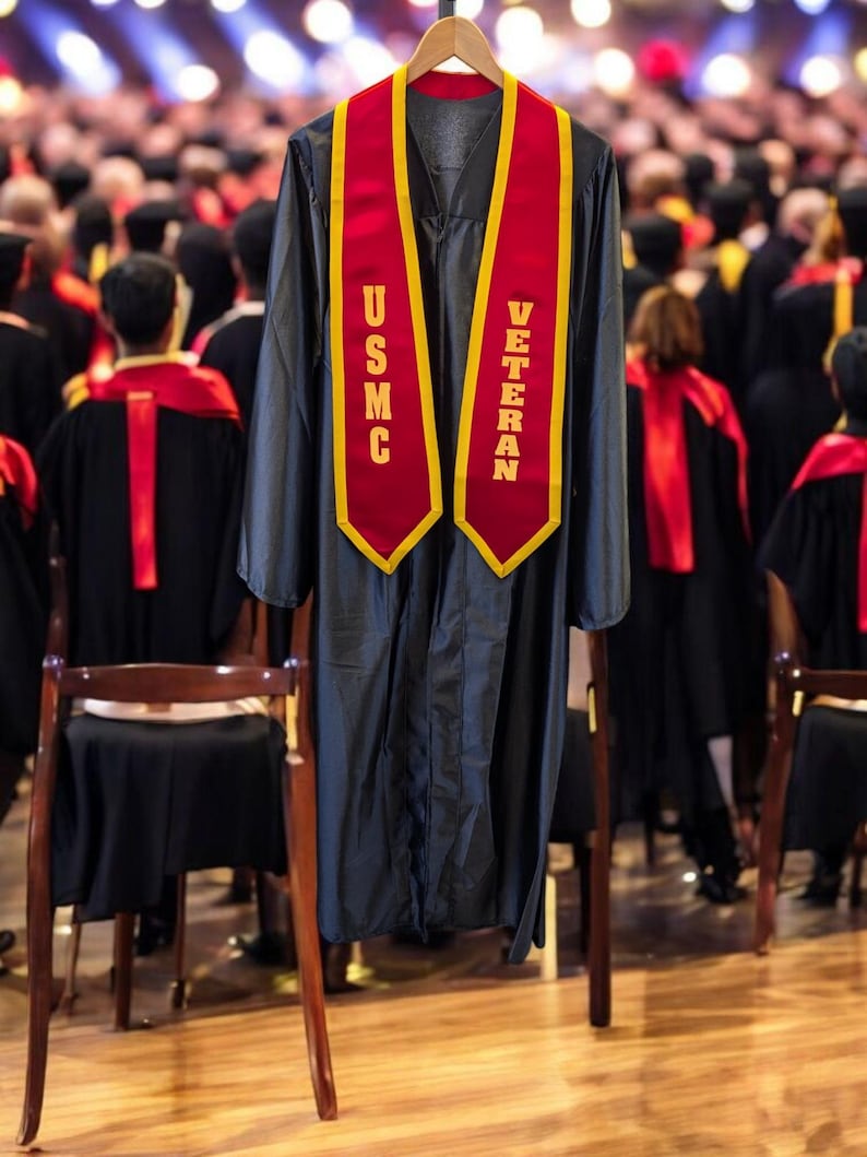 USMC VETERAN Graduation Stole (RED / Gold) - Etsy