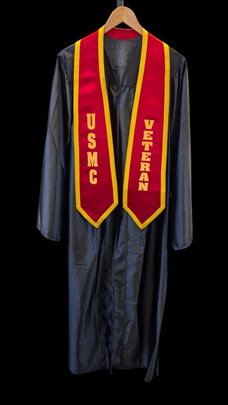 USMC VETERAN Graduation Stole (RED / Gold) - Etsy