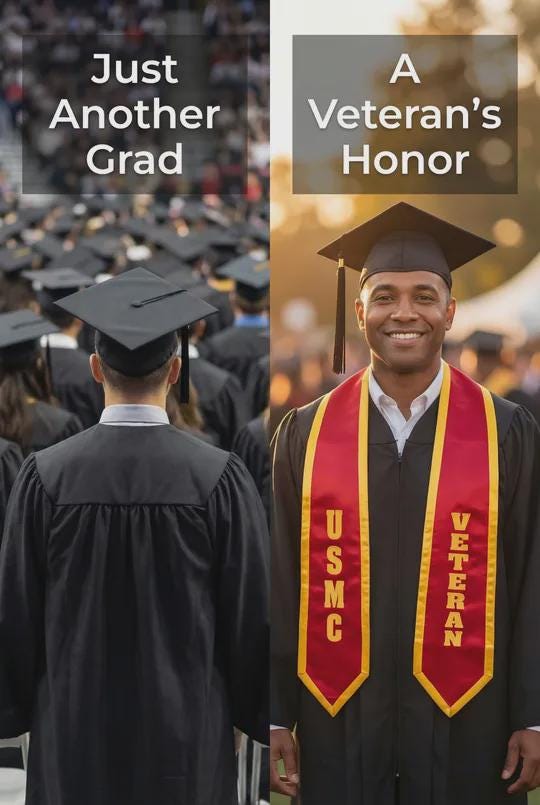 USMC VETERAN Graduation Stole (RED / Gold) - Etsy