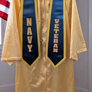 NAVY VETERAN Graduation Stole (navy / Gold) - Etsy