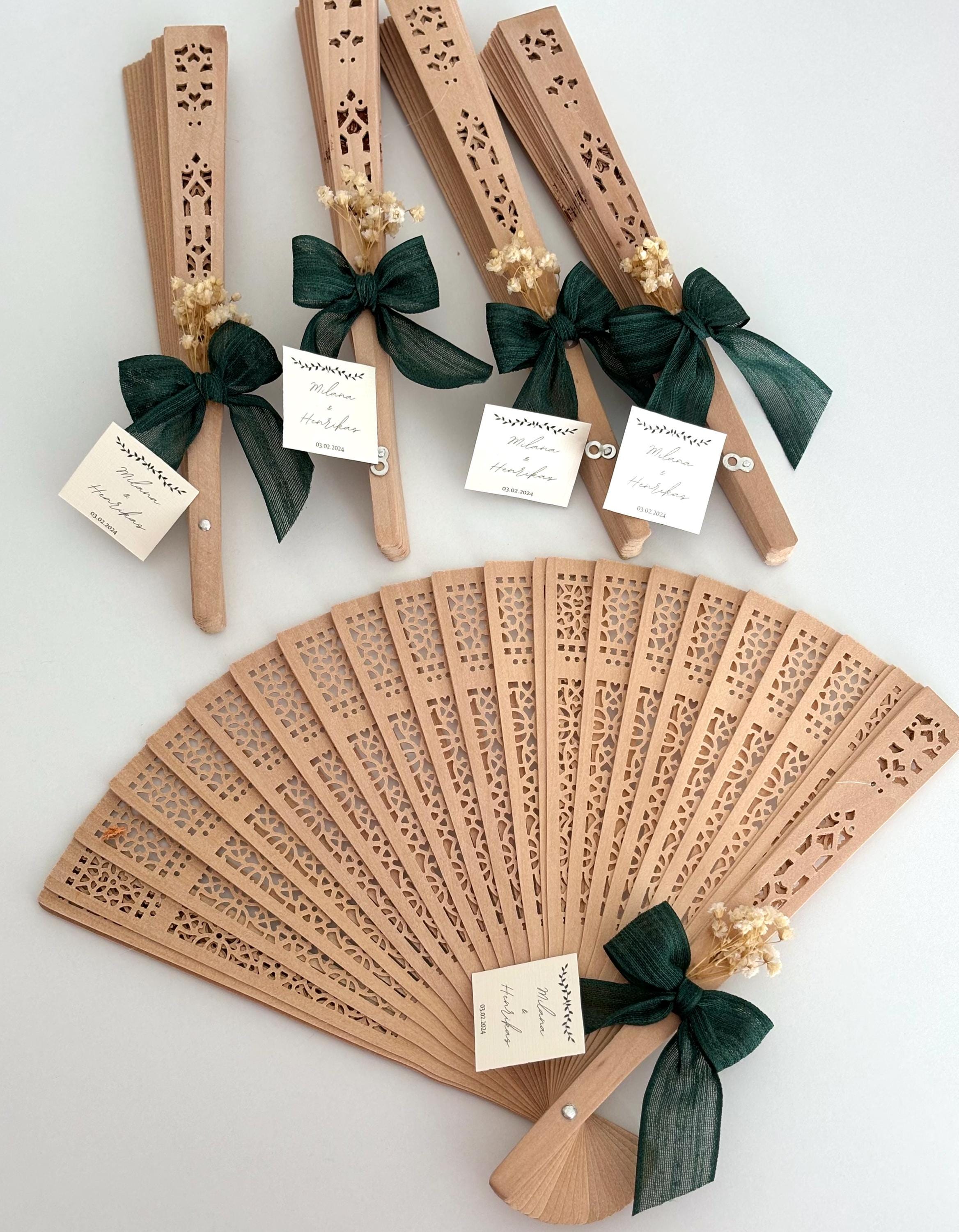 Personalized Wooden Wedding Fan Favors, Rustic Elegant Hand Fans - Etsy