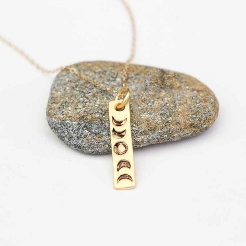 Moon Phase Rectangle Pendant Necklace Handmade Sterling | Etsy