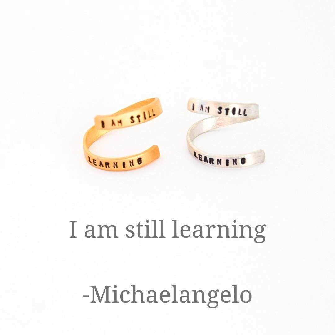 I Am Still Learning -michelangelo Quote Wrap Ring - Etsy