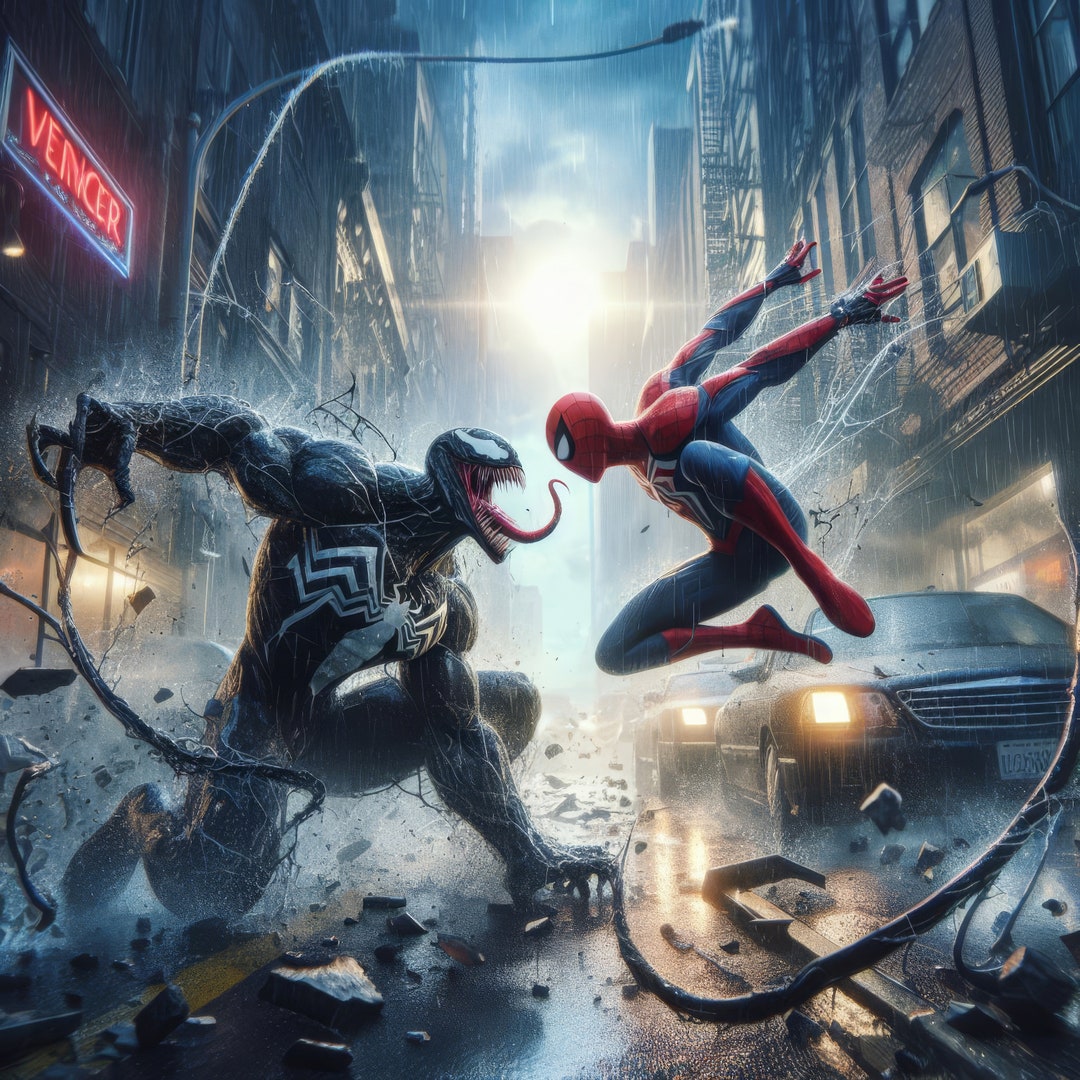 Venom Vs Spider-man Fighting Spiderman - Etsy