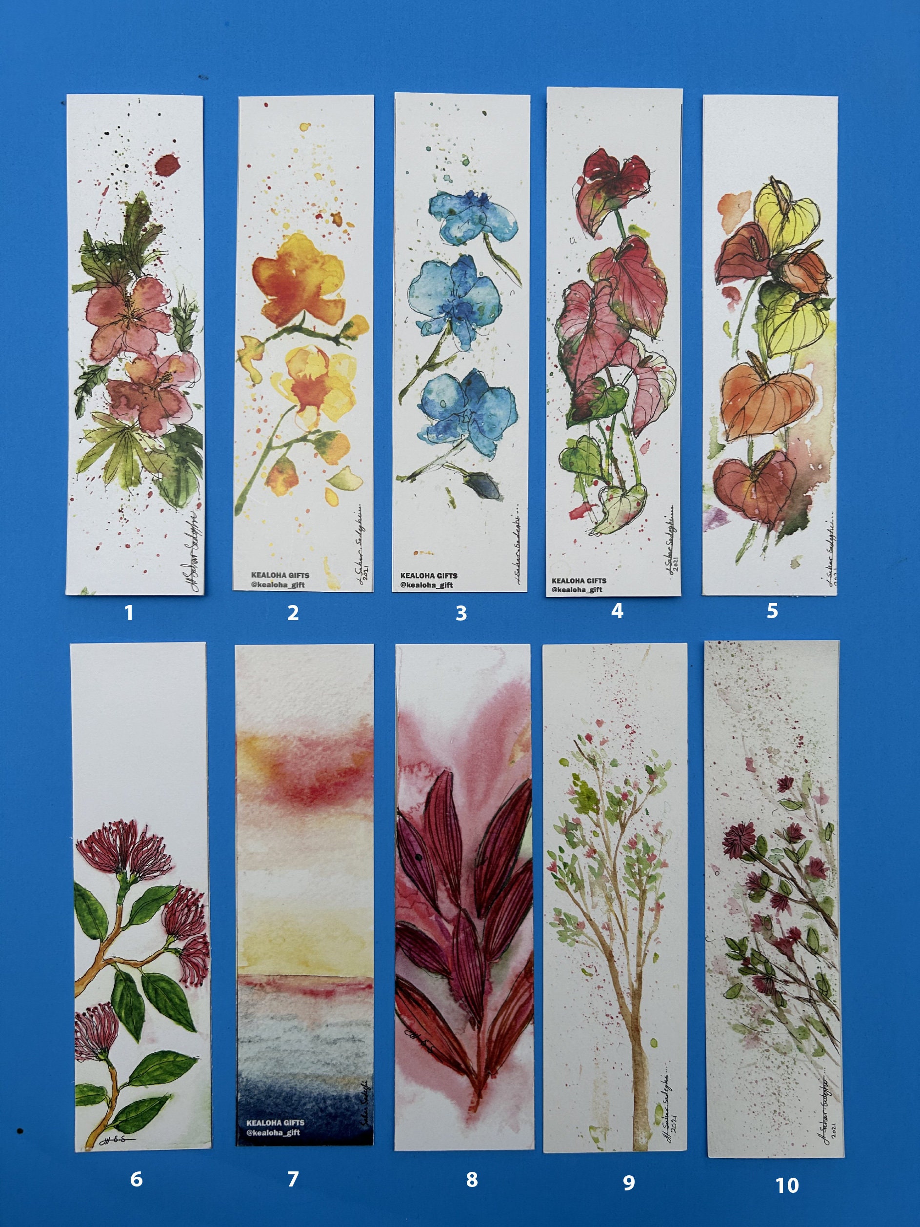 Hawaiian Floral Watercolor Bookmarks - Etsy