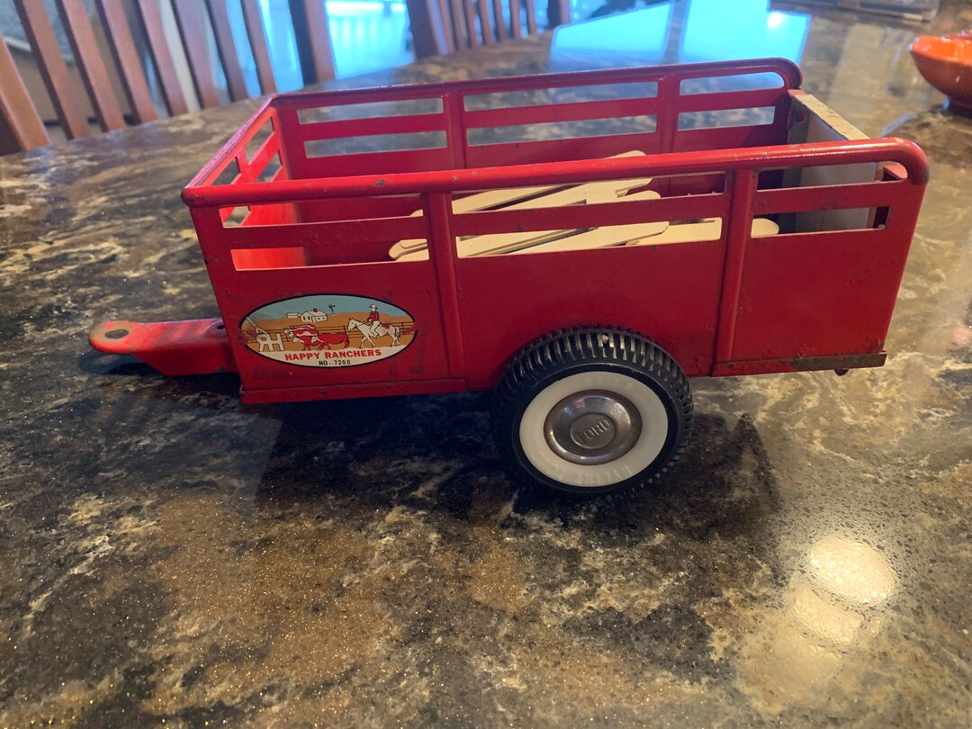 Vintage Nylint Happy Ranchers No. 7200 Red Diecast Drop Gate Trailer - Etsy